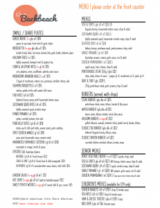 Our Menus – The Backbeach Cafe & Restaurant